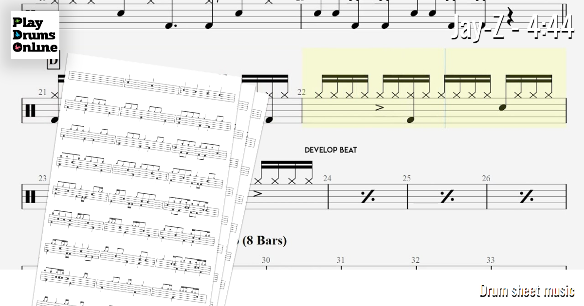 Jay-Z - 4:44 - interactive drum sheet music - Play drums online