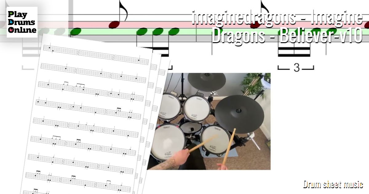 imaginedragons - Imagine Dragons - Believer-v10 drum sheet - Play drums ...